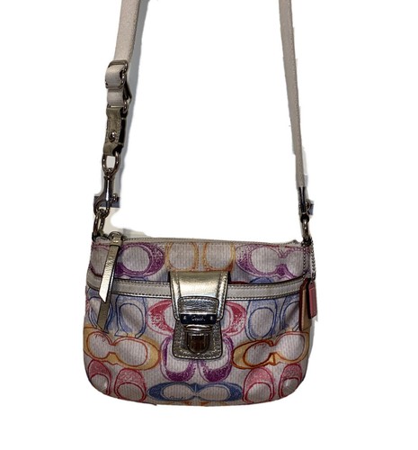 Coach Mini Crossbody Satchel Multicolor Signature Canvas | eBay