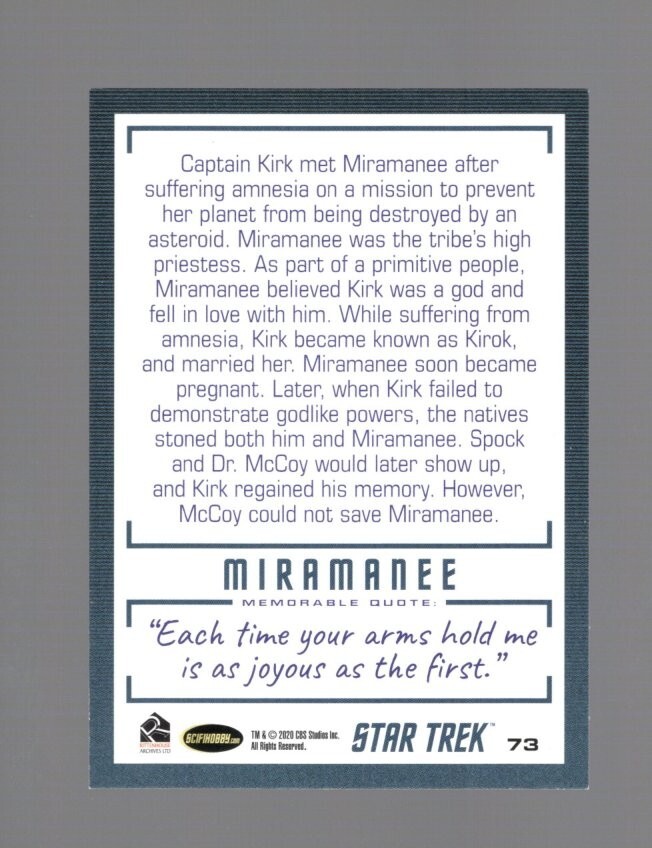 2020 STAR TREK TOS ARCHIVES & INSCRIPTIONS MIRAMANEE #73 VARIATION #19 ...