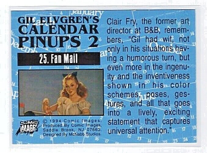 1994 COMIC IMAGES GIL ELVGREN CALENDAR PINUPS 2 TRADING CARDS WITH FREE ...