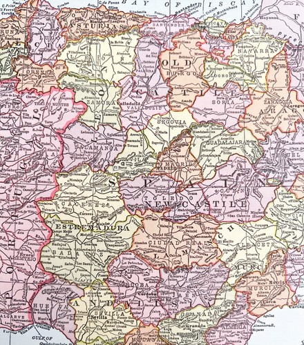 Map Spain And Portugal Europe 1938 Print Antique Ephemera Atlas France ...