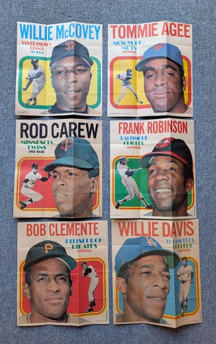 1970 Topps Baseball Posters Lot Of 6 Clemente, Carew, Mccovey, Robinson ...