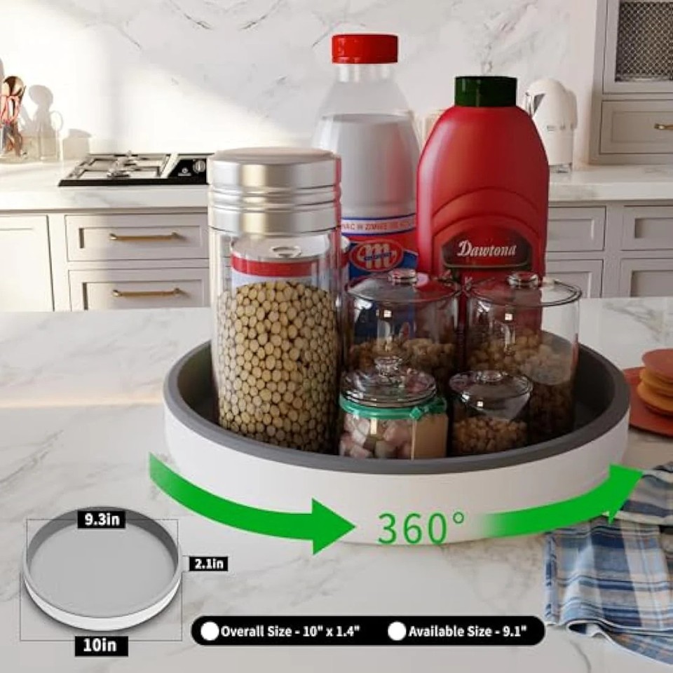 4 Pack 10 Inch Non-Skid Lazy Susan Turntable Organizers - Rotating Tray ...