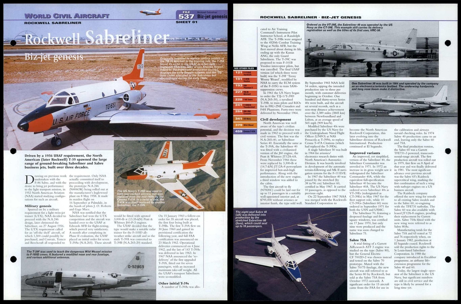 Rockwell Sabreliner Biz-Jet Genesis - Civil #537 World Aircraft ...