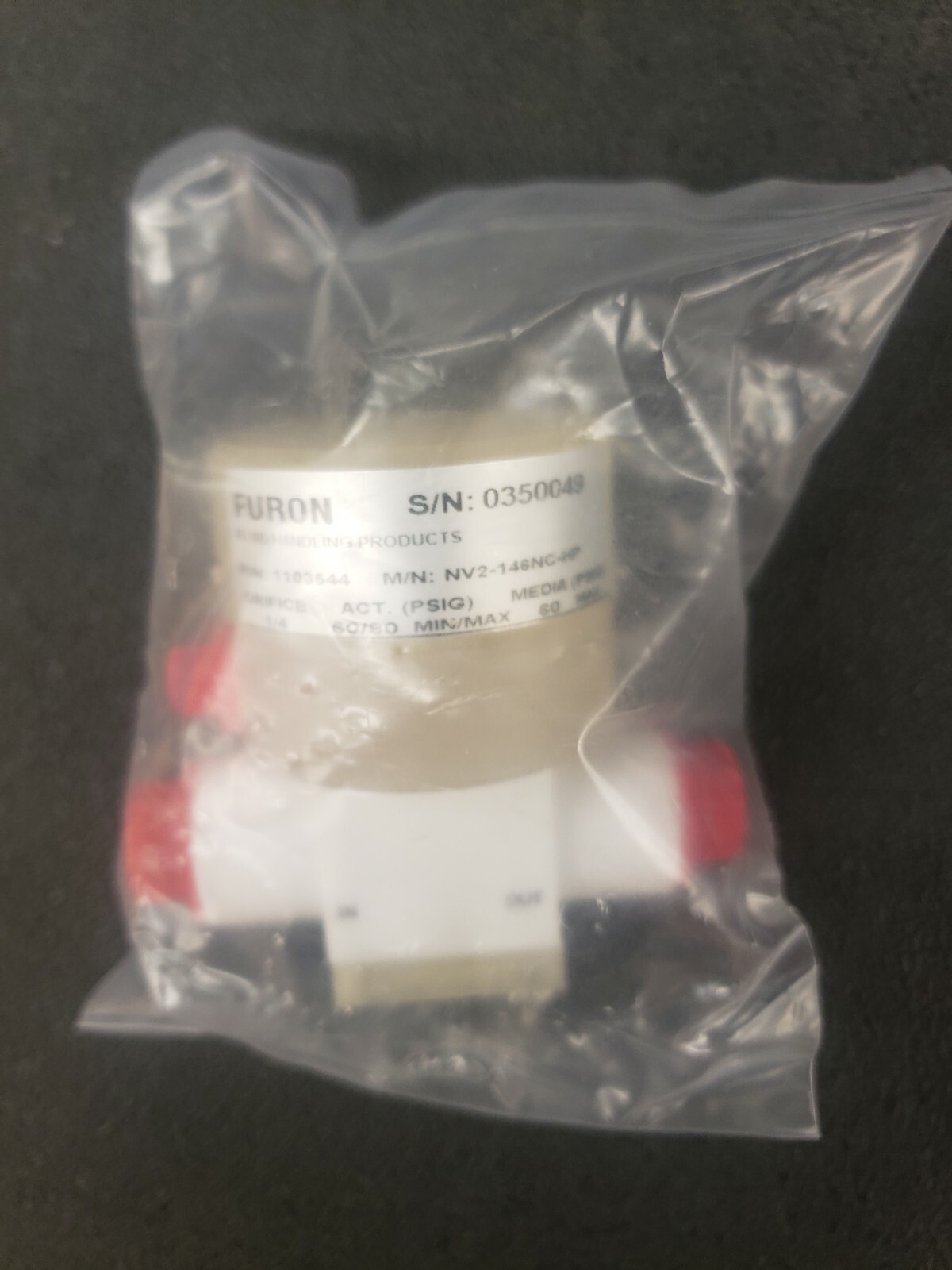 New, Saint-Gobain, NV2-146-NC-HP, Furon - 1/4" 2-way NV Valve 3/8 ...