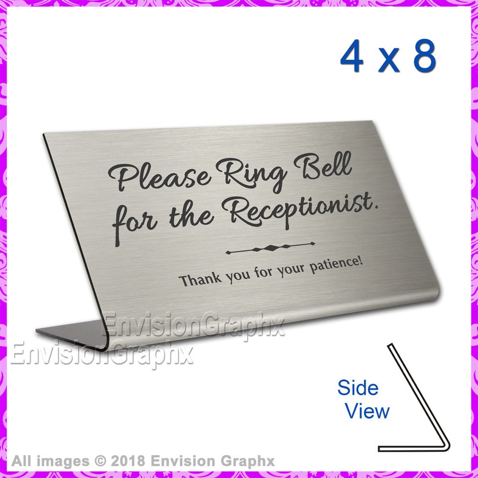 4x8 Engraved Plastic Office Front Desk Sign - PLEASE RING BELL FOR ...
