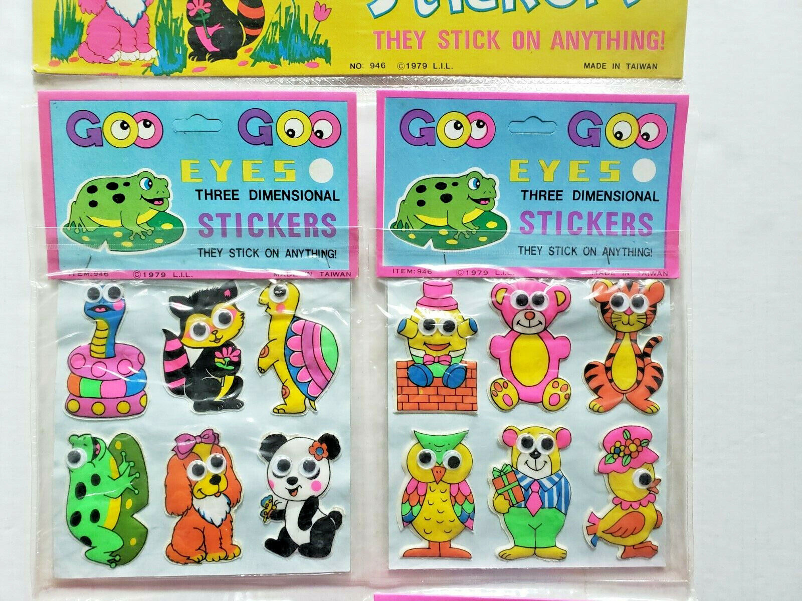 Vintage 1979 Goo Goo Eyes Puffy Stickers Display of 4 Sealed New Old ...