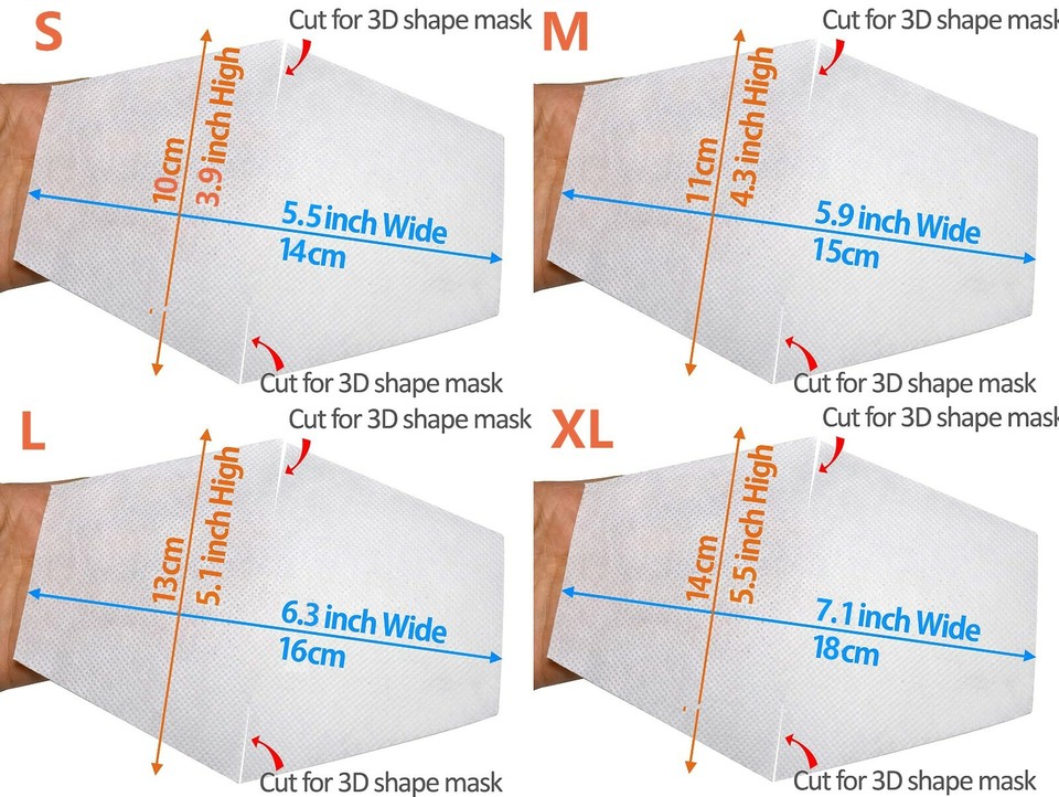 Face Mask Reusable Washable S/M/L/XL Adjustable 3D 100% Cotton Unisex ...