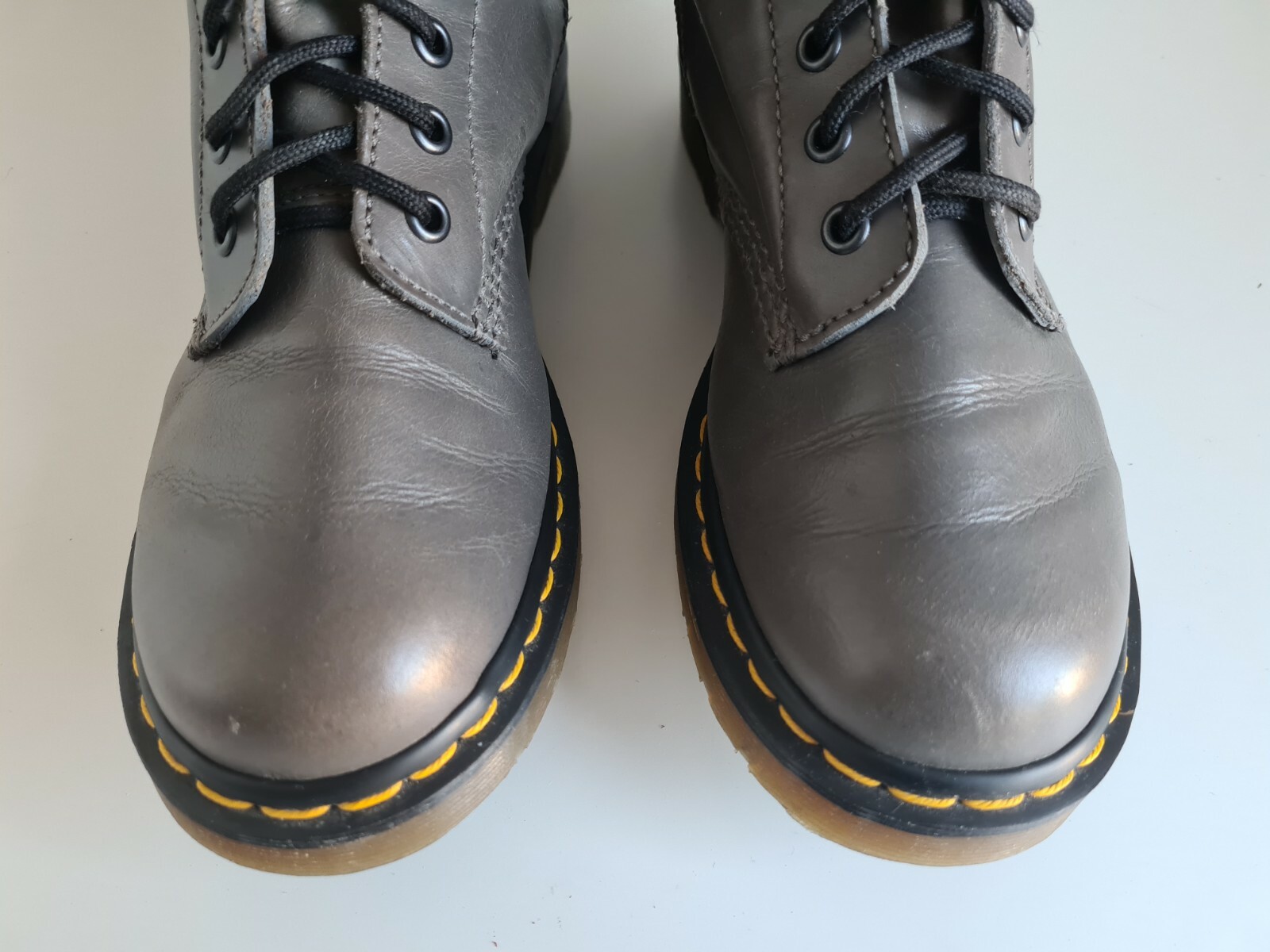 Dr Doc Martens 20 hole 1b60 grey knee high tall leather boots UK 5 EU ...