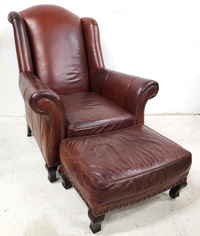 Leather Wingback Lounge Chair by DeCoro | eBay