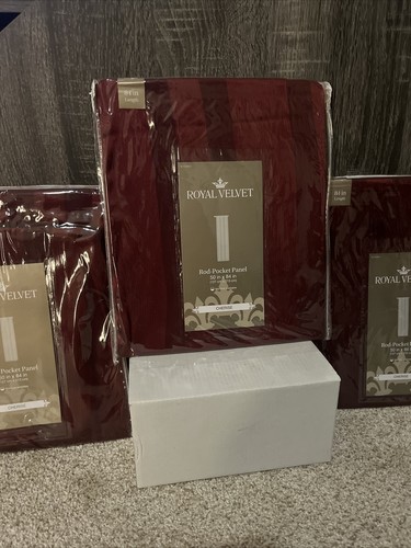 3 Royal Velvet Cherish Palmetto Red Curtains Rod Pocket Panels Striped ...