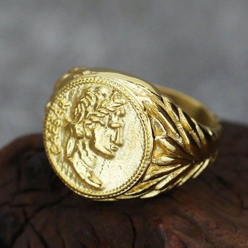 Vintage Roman Empire King Caesar Ring Stainless Steel Men's Biker Ring ...