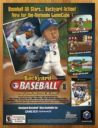 2003 Backyard Baseball Gamecube Print Ad/Poster Alex Rodriguez Game ...