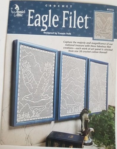 Eagle Filet Crochet Art Panel Majesty Mountains Magnificence Graceful ...