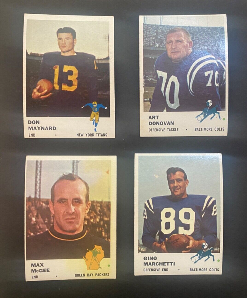 1961 Fleer Football Lot of 35- Crow, McGee, Marchetti, Donovan, Taylor ...