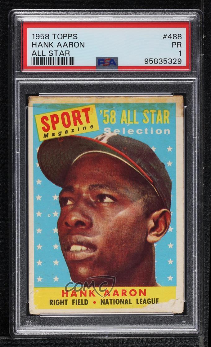 1958 Topps Sport Magazine '58 All Star Selection Hank Aaron #488 PSA 1 ...