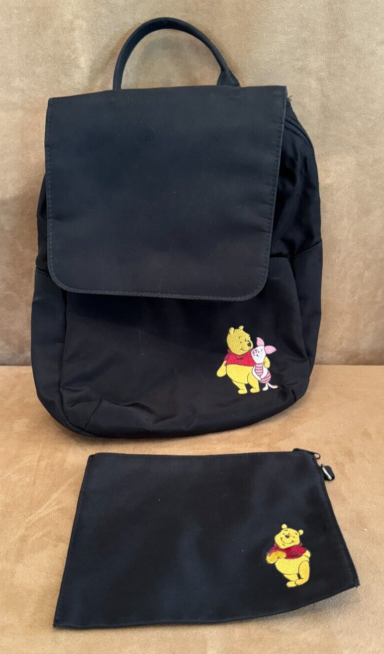 Disney Store Winnie the Pooh & Piglet Backpack tote bag 13 x10" black ...