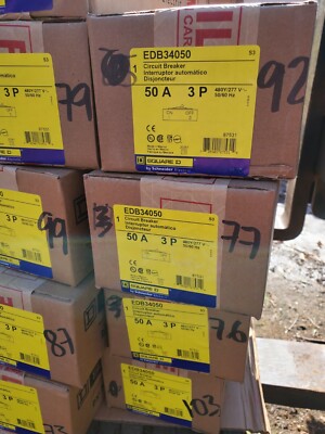 Square D EDB34050 3pole 50amp 480v circuit breaker type NF New box ...