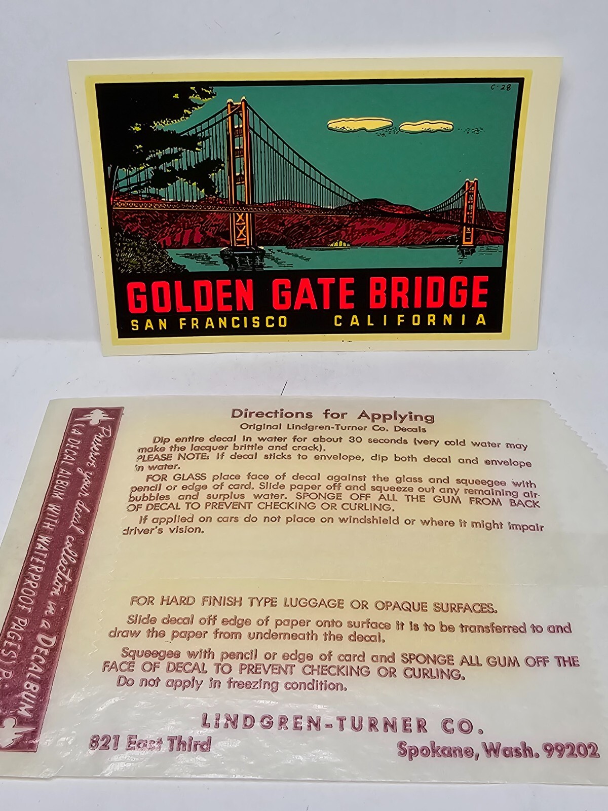 Vintage 40s-50s GOLDEN GATE BRIDGE San Francisco CALIF CA Decal ...
