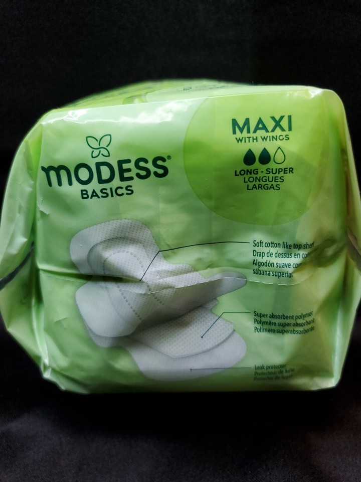 Modess Basics Maxi with Wings Long Super Pads Unscented Sanitary ...