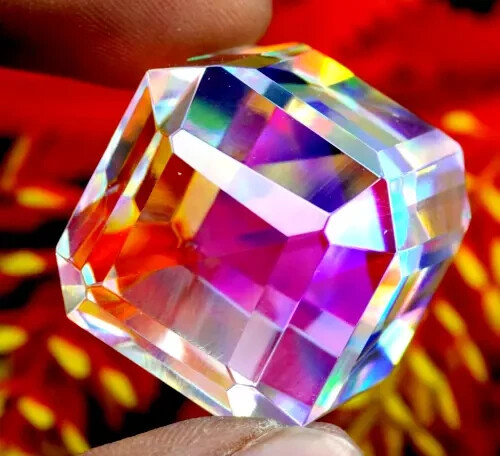 50 Ct+ Natural Mystic Topaz Rainbow Color Cube Cut Certified Loose ...