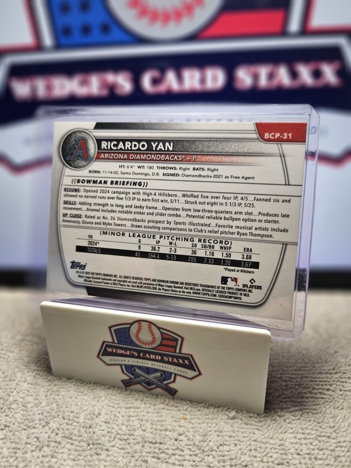 2025 Bowman - Chrome Prospects Ricardo Yan #BCP-31 Blue Geometric ...