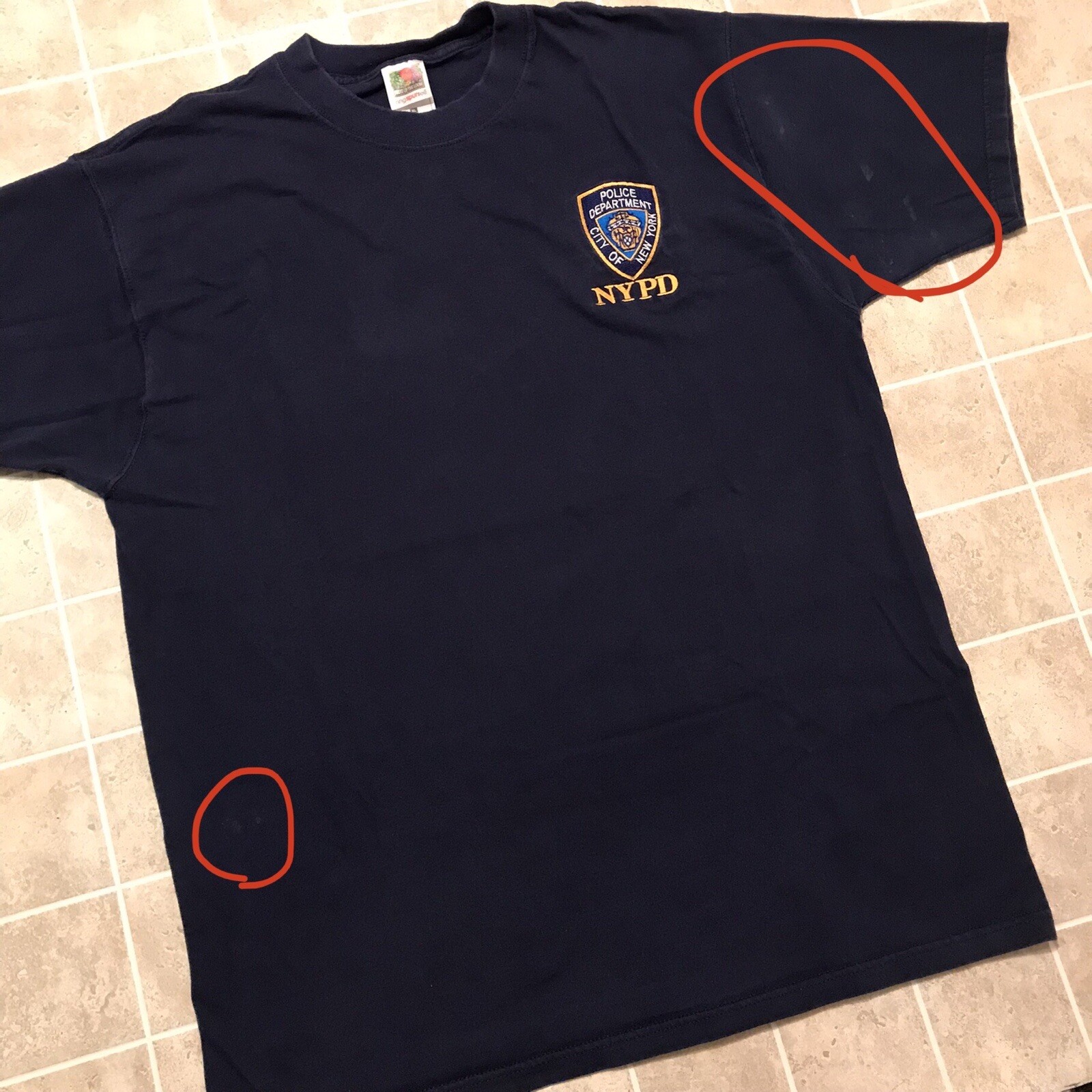 Vintage NYPD Embroidered Logo New York Police Tee Nav… - Gem