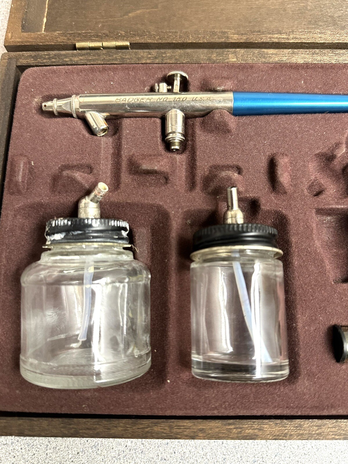 Vtg Badger Airbrush Kit 150-4 PK Case Air Brush Painting Paint Bottles ...