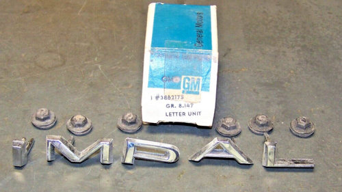 1965 1966 Chevrolet Impala Fender Letter Set NOS GM "IMPAL" Missing - 1 ...
