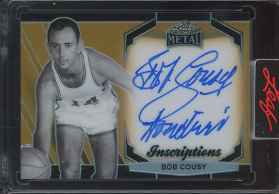 2024 Leaf Metal Inscriptions Prismatic Gold Bob Cousy 21/100 Auto ...