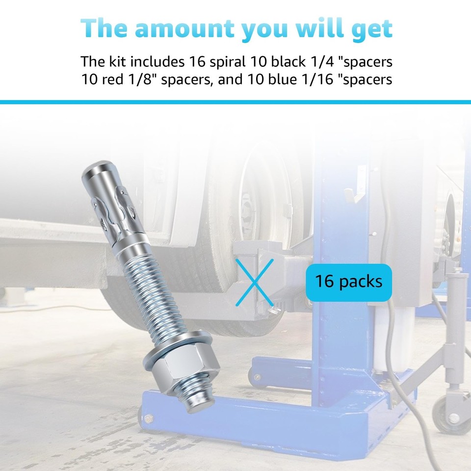 16 Pcs Lift Install Kit for 2 Post Car Lift & 4 Post Car Lift ...