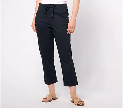 Joan Rivers Signature Twill Straight Leg Crop Pants White,Petite Medium ...