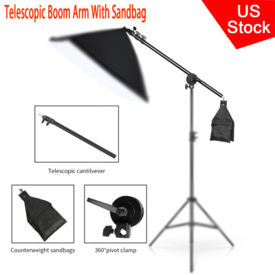 US 1.4m Telescopic Boom Arm With Sandbag For Flash Umbrella Softbox LED ...