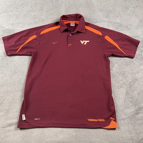 Virginia Tech Hokies Polo Shirt Men M Maroon Nike Team Fit Dry VTG Y2K ...