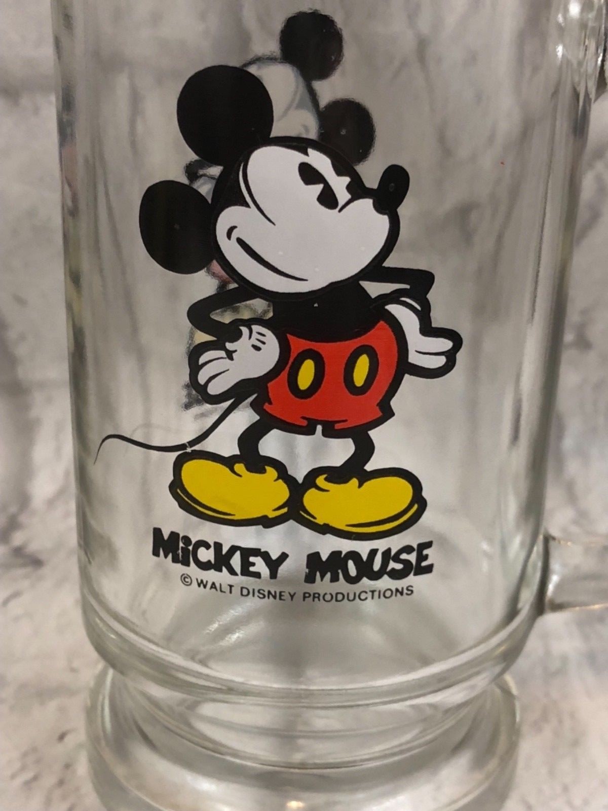 Walt Disney Production Mickey Mouse Clear Glass Mug Collectible | eBay