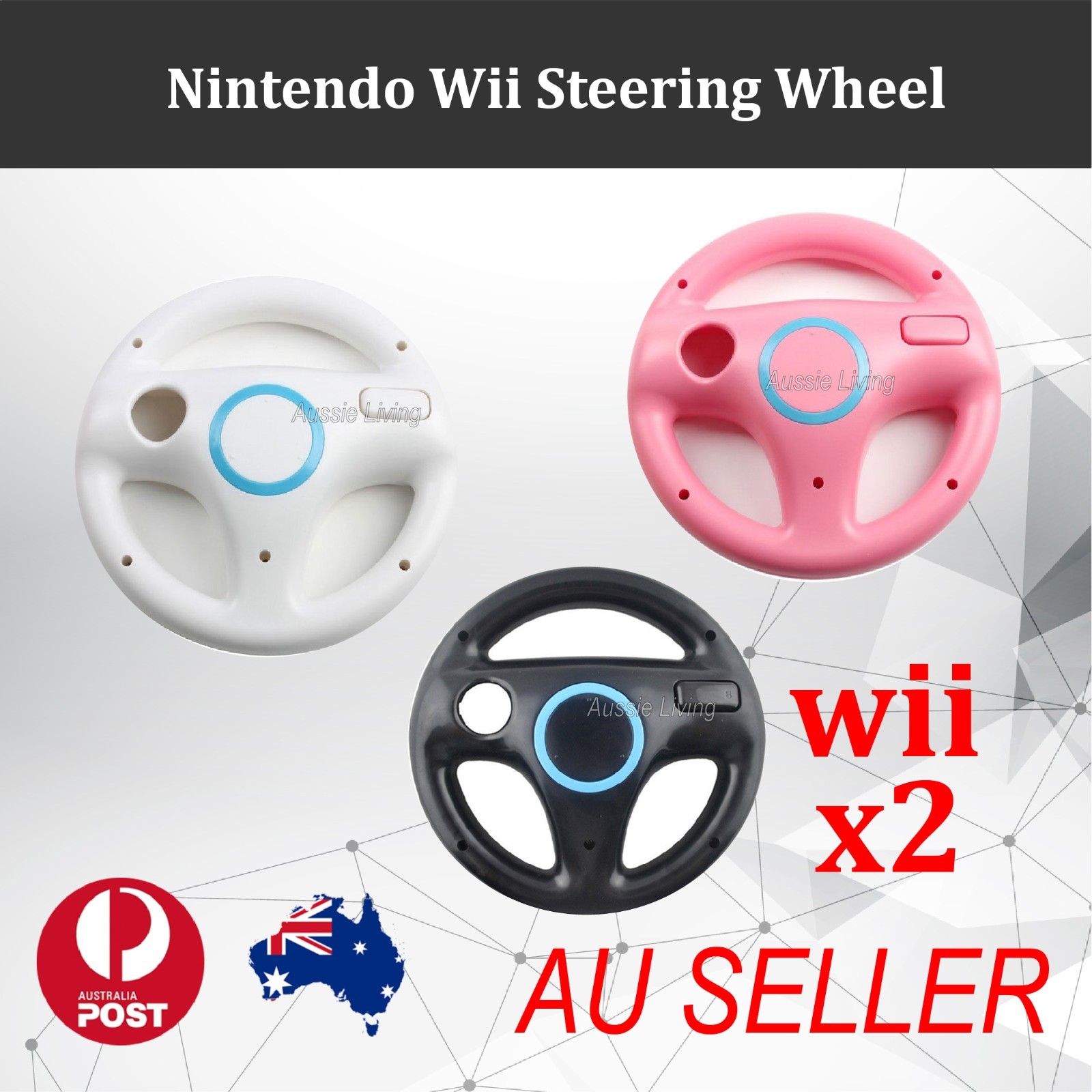 2 X Steering Wheel for Nintendo Wii U Mario Kart Racing Game | eBay