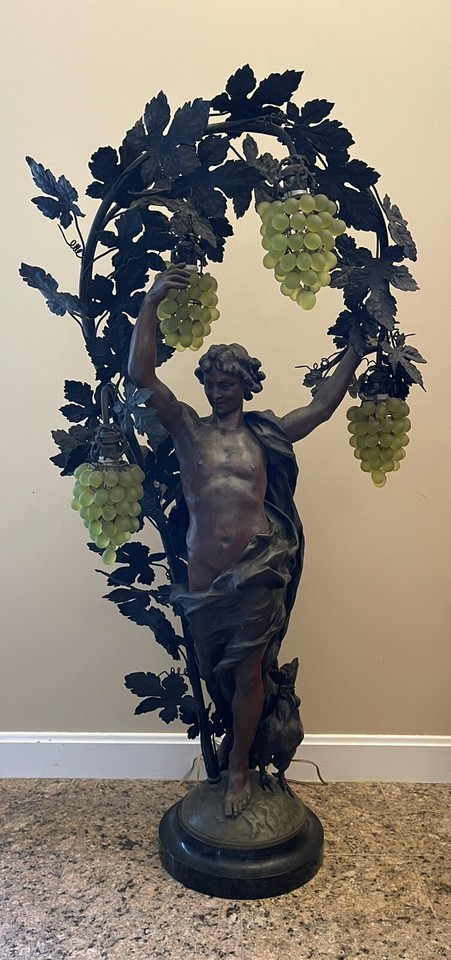 Antique Art Nouveau Nude Male Bacchus French Figural Statue Spelter ...