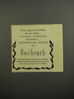 1952 Bachrach Photography Ad - Para capturar la belleza de una mujer | eBay