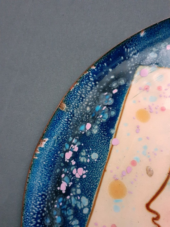 Original Doris Hall enamel on copper Art Deco portrait plate, 8 inches ...