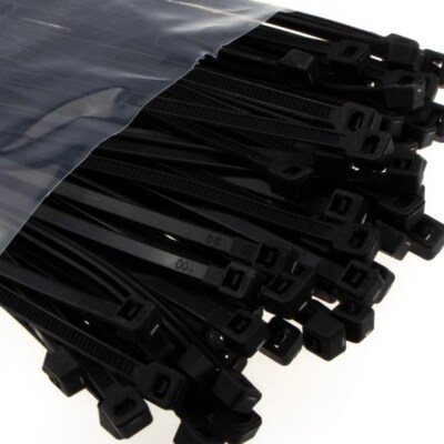 BLACK CABLE TIES ZIP TIES LONG SHORT SMALL THICK THIN LONG HEAVY DUTY ...