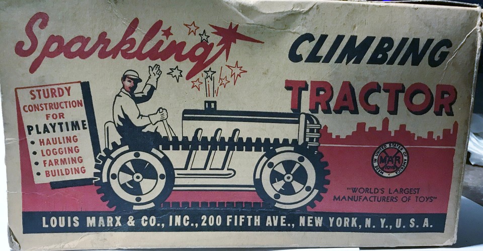 Vintage 1950's Marx Wind Up Sparkling Climbing Tractor w/ Box | eBay