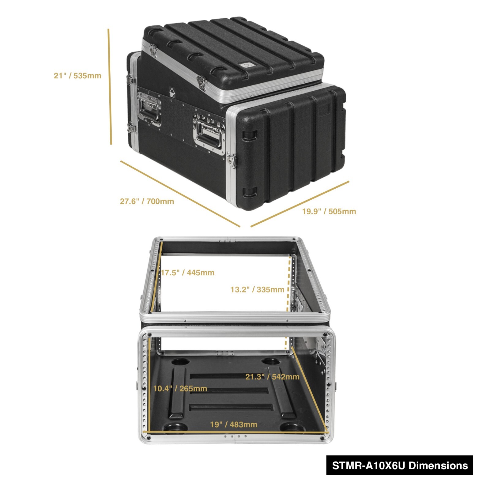 Sound Town 6U ABS Rack Case Slant Mixer Top, 21" Depth, 10U Top STMR ...