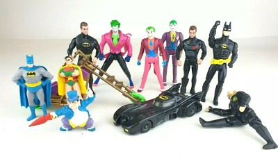 Vintage 90's Batman Action Figure Lot Kenner/Applause Batmobile Joker ...