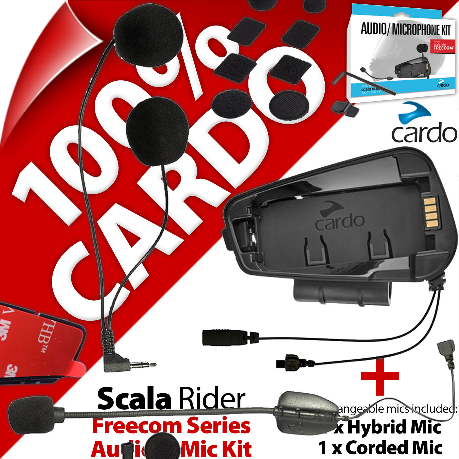 Cardo Scala Rider Audio & Mic Kit for Freecom (1-2/4) Helmet Intercom ...