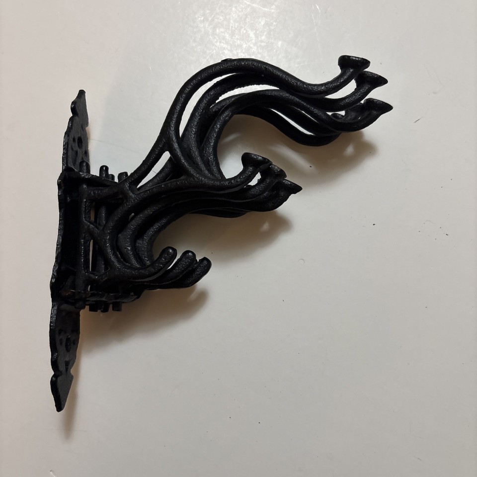 Vintage Black Cast Iron Swing Arm Folding Wall Mounted Coat Rack/Hanger ...