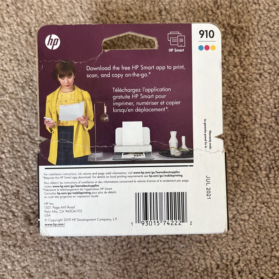 Genuine HP 910 Ink Cartridges Combo Pack Cyan / Magenta / Yellow new in ...