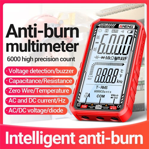 ANENG Digital Multimeter 6000 Counts Auto Range Voltmeter Ammeter AC DC ...
