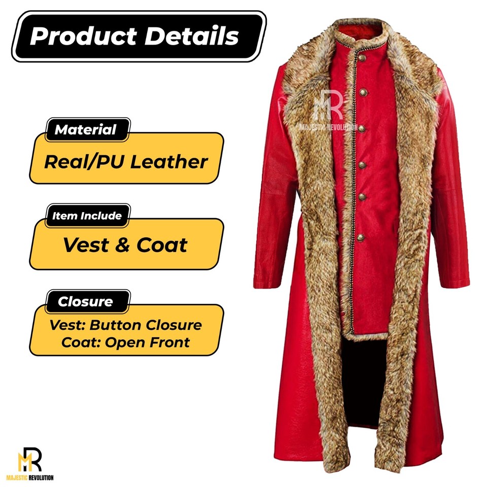 Christmas Chronicles Santa Claus Cosplay Costume Suit Real Leather Coat ...