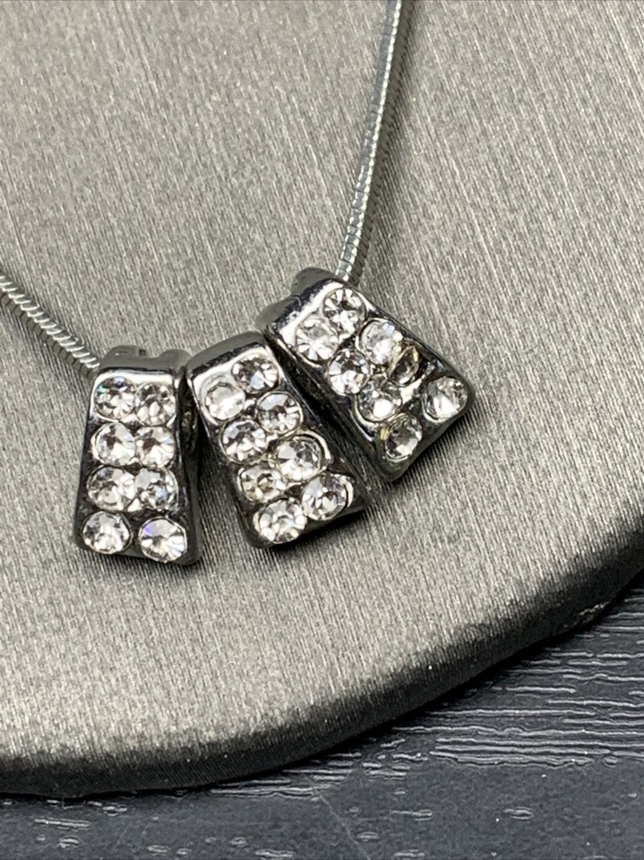 Vintage Silver Tone Floating Crystal Charm Pendant Necklace 18” | eBay