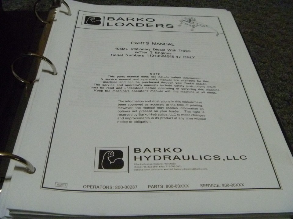 Barko 495ML Mounted Loader w Tier 3 Engine Parts Catalog Manual ...