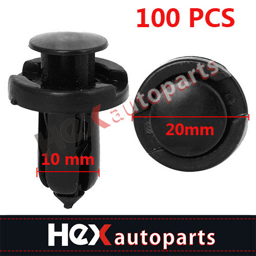 100 Pcs 10mm Bumper Hood Fender Splash Guard Retainer Clips Fasteners ...